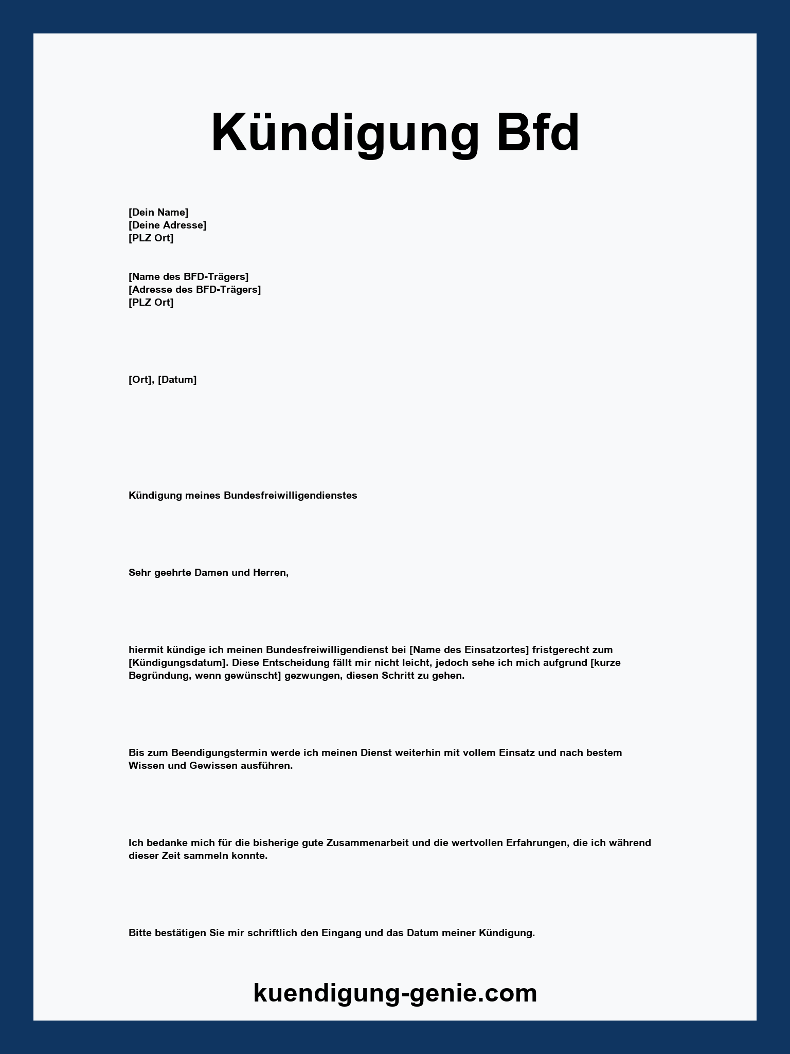 Kündigung Bfd Vorlage