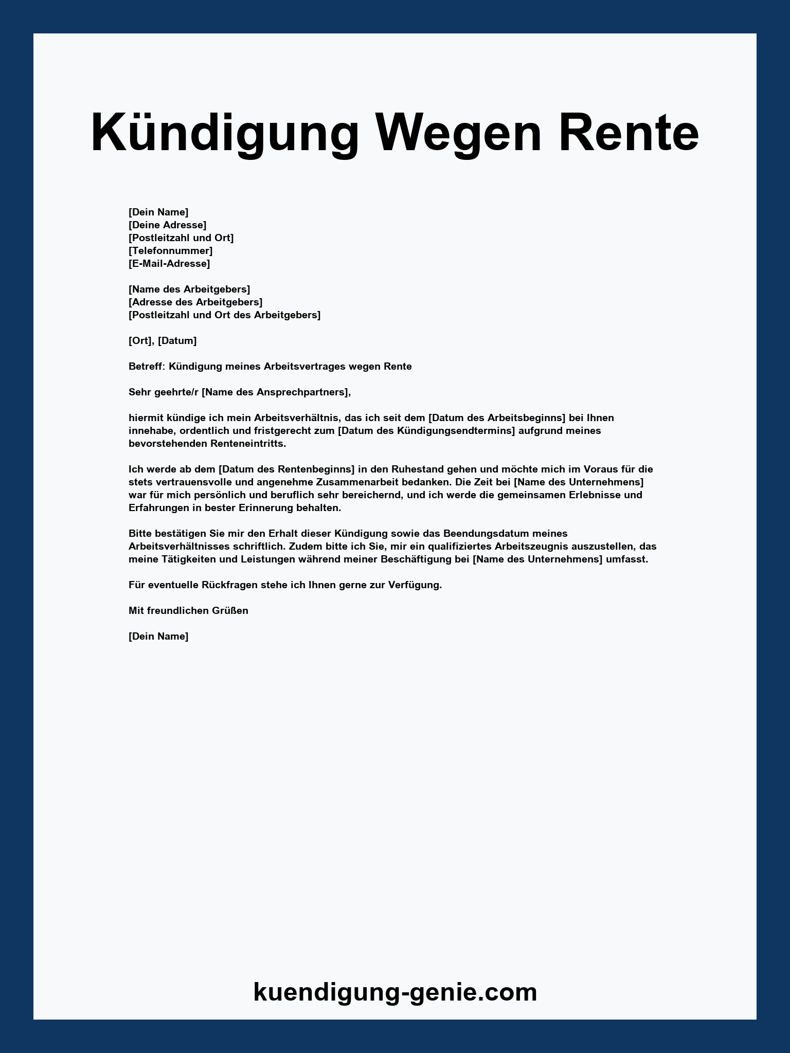 Musterbrief Kundigung Wegen Rente Musterbrief Kundigung Wegen Rente